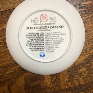 Wings Upon the Wind Collector Plate Series 5th in Series SOUTHWARD ...