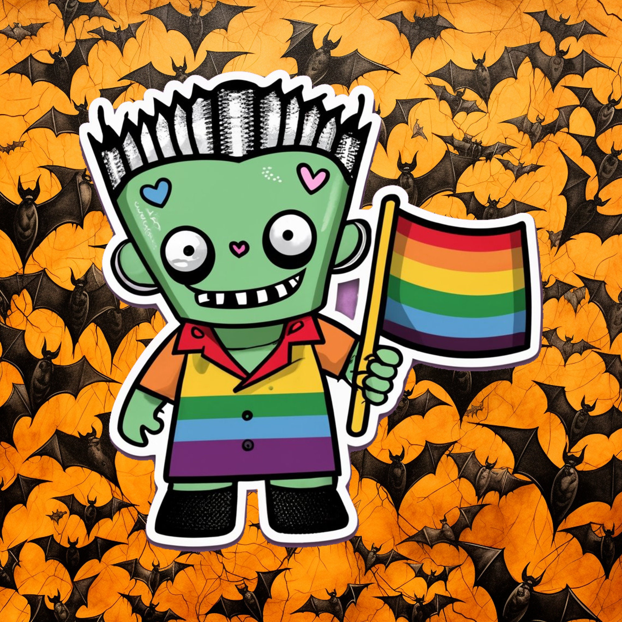 LGBT Pride Halloween Sticker Set, Pride Flag, Jack-o'-lantern, Happy ...