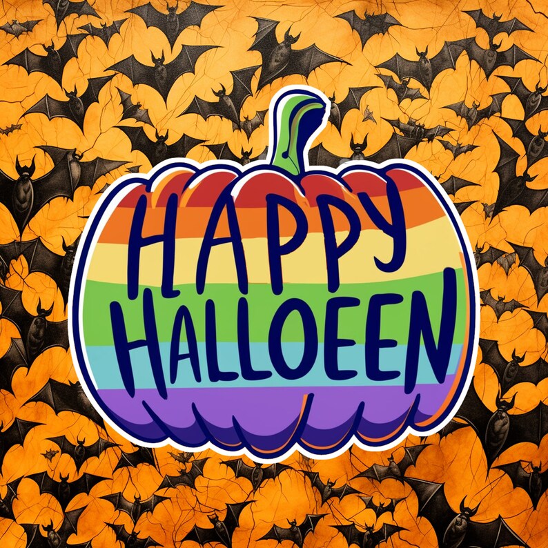 LGBT Pride Halloween Sticker Set, Pride Flag, Jack-o'-lantern, Happy ...