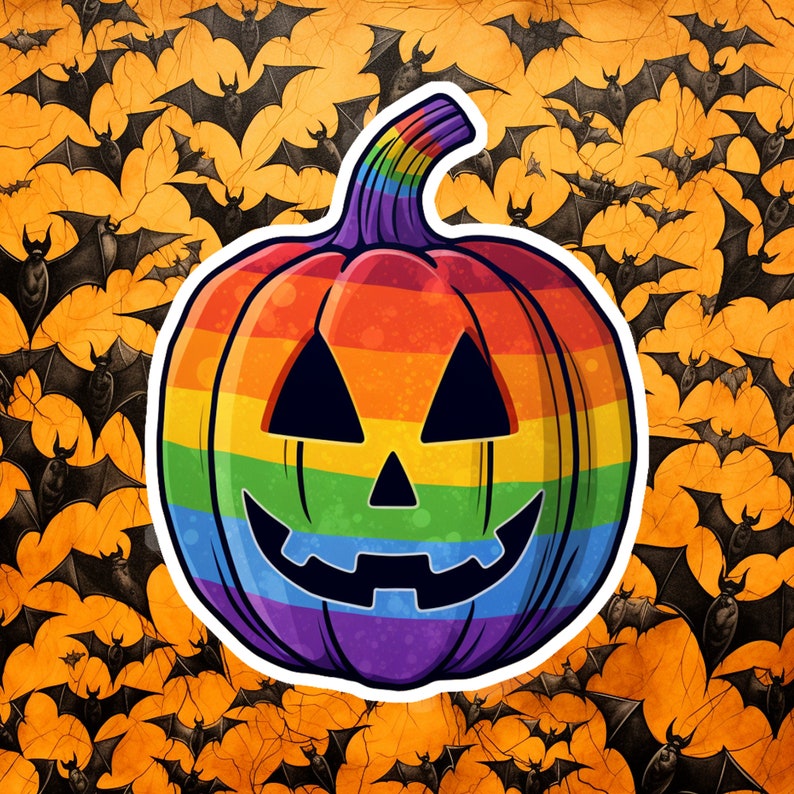 LGBT Pride Halloween Sticker Set, Pride Flag, Jack-o'-lantern, Happy ...