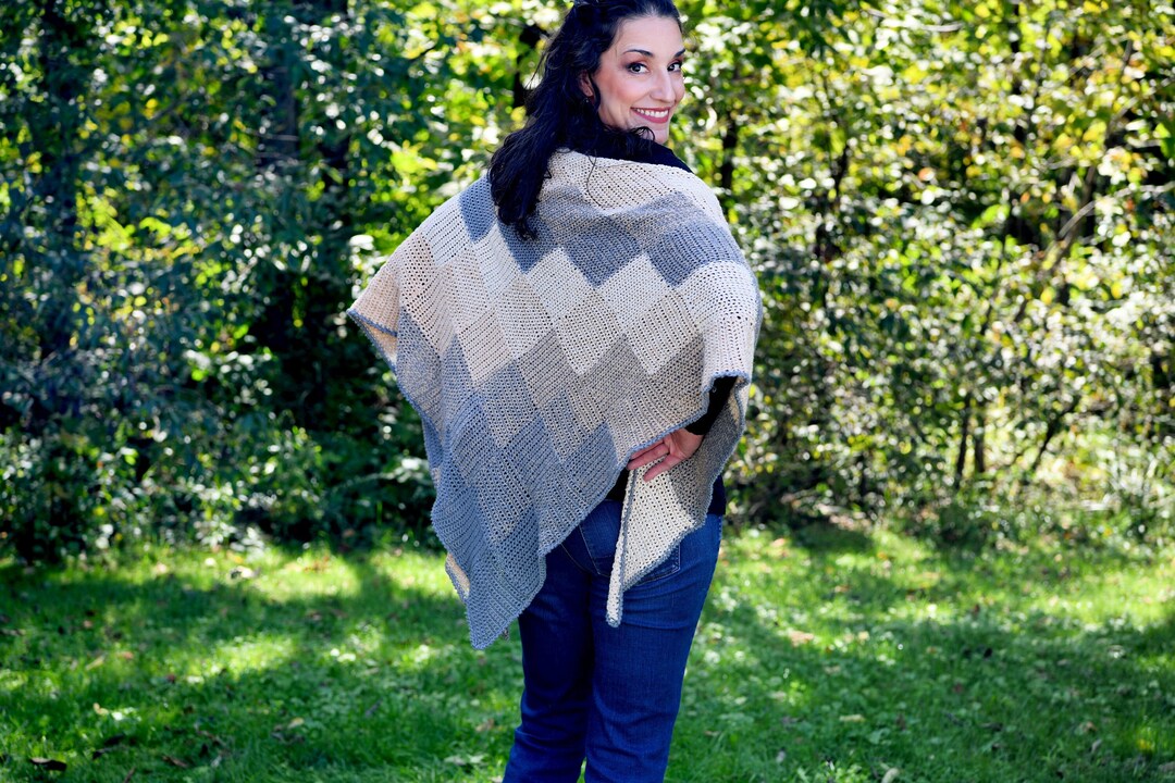 CROCHET PATTERN / Bottom up Crochet Shawl / Single Crochet Entrelac ...