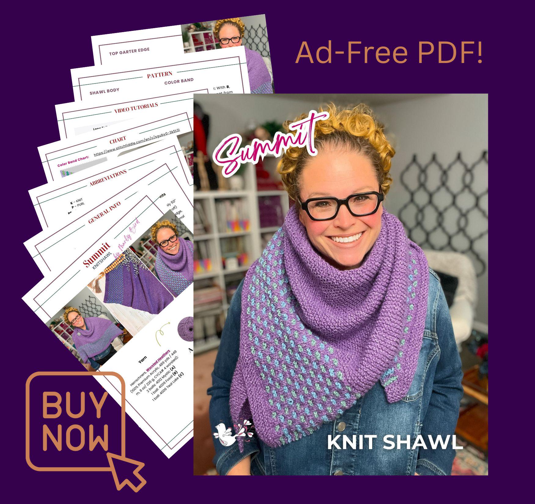 KNITTING PATTERN | Summit Knit Shawl Pattern PDF | Garter Stitch ...