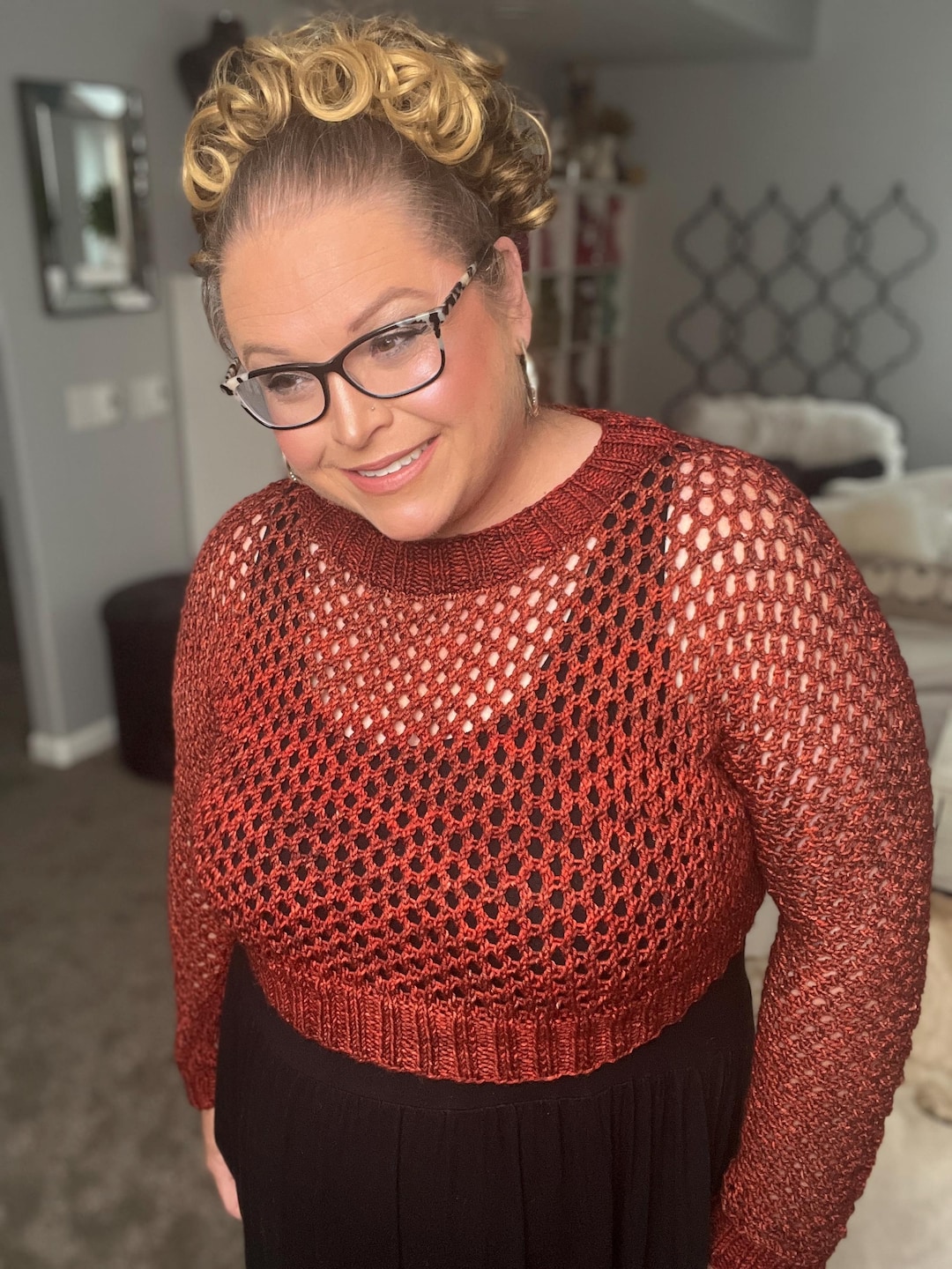 KNITTING PATTERN + Video / Crop Top / Holey Mesh Knit / Beginner Knit ...