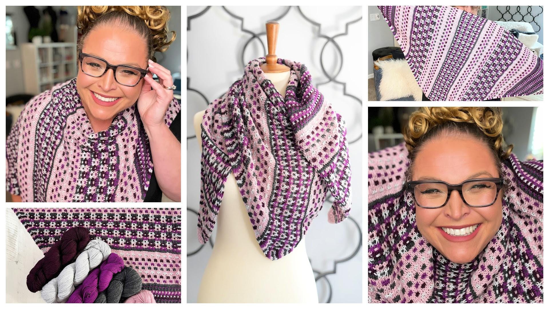 KNITTING PATTERN + VIDEO / Anne Slip Stitch Mosaic Knit Shawl / Side to ...