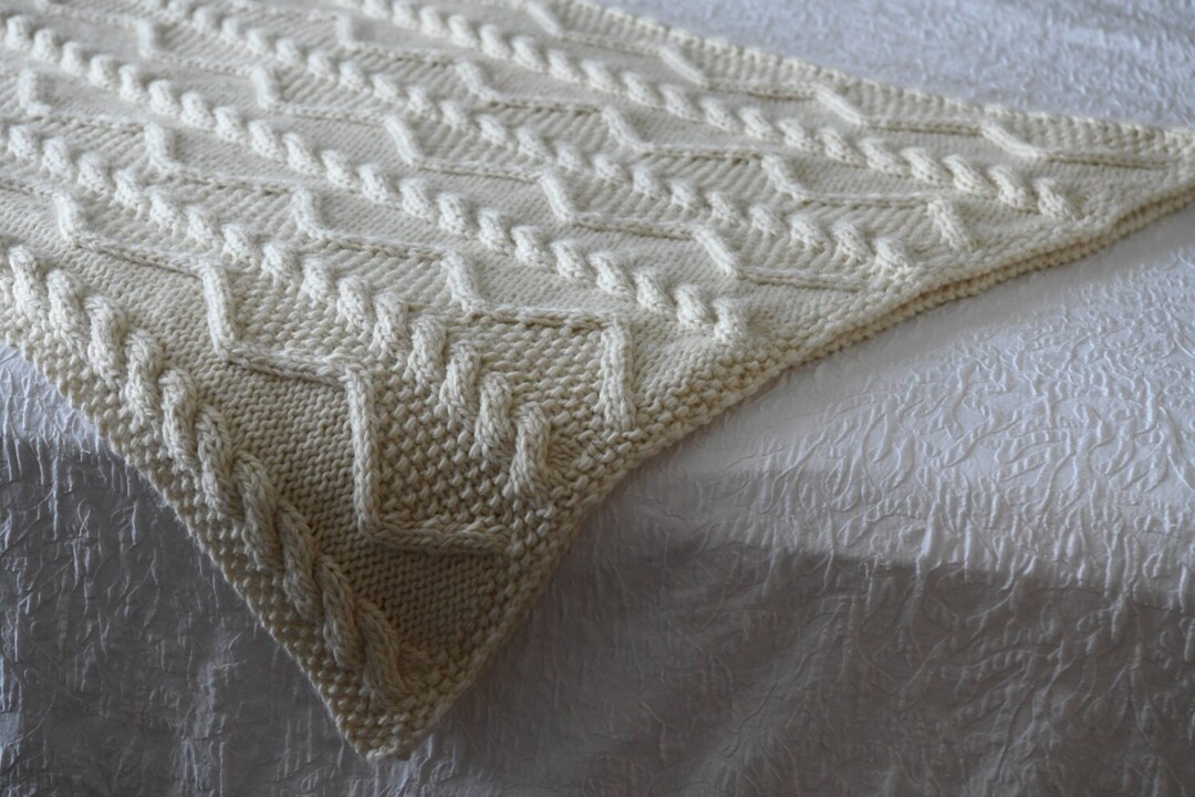 KNITTING PATTERN / Chunky Cable Knit Afghan / Bulky Knit Blanket ...