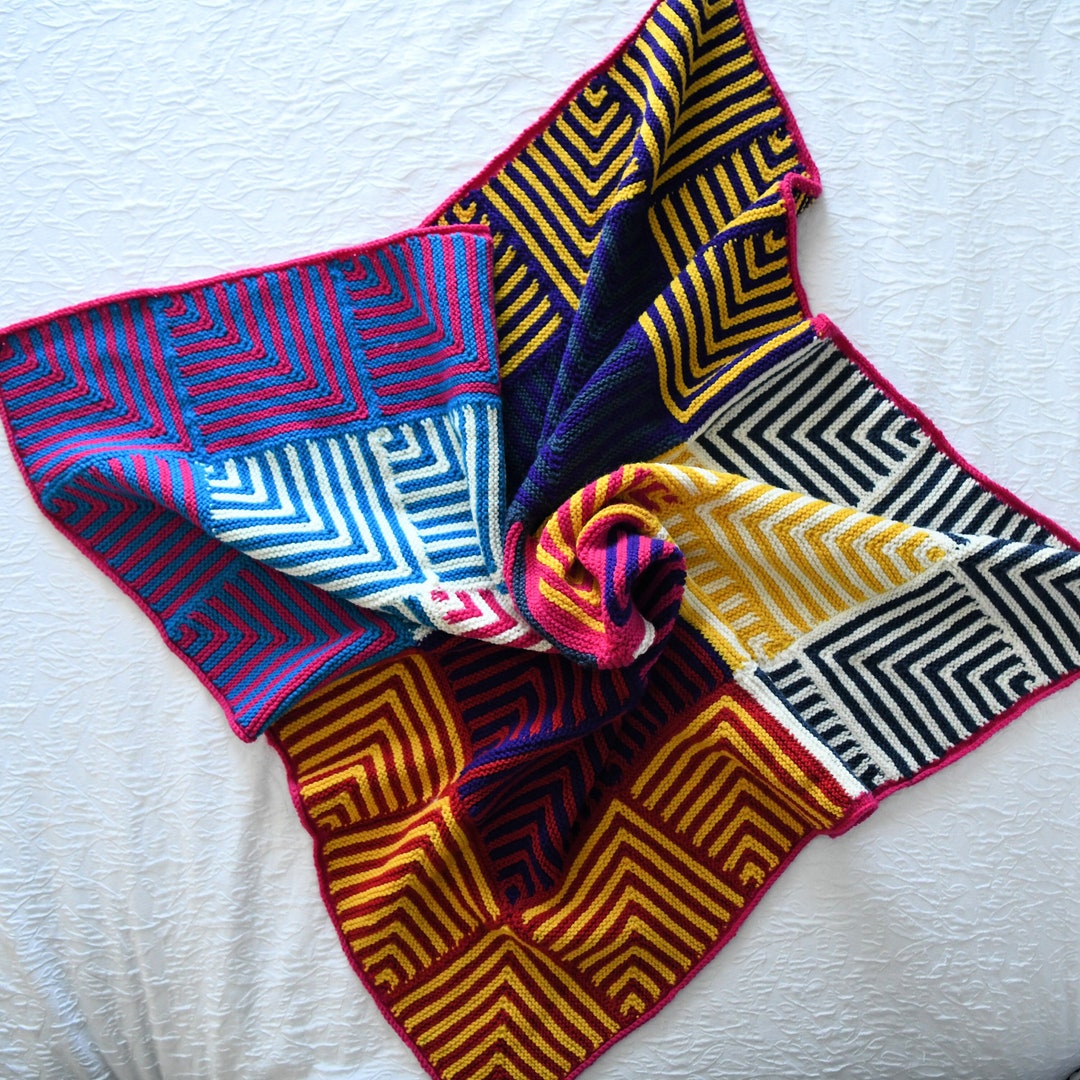 KNITTING PATTERN / Seamless Knit Square Afghan / Easy Miter Knit ...