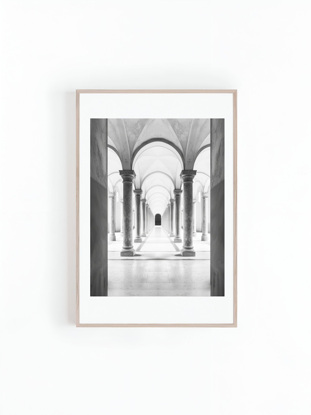 Black and White Photograph Hallway Column, Wall Arts, Large Poster ...