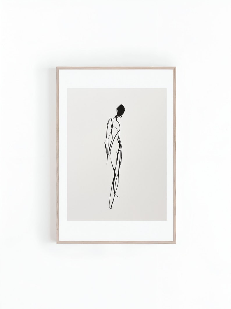 Abstract Art Woman, Stencil Line Art Drawing of Woman, Feminine Figure ...