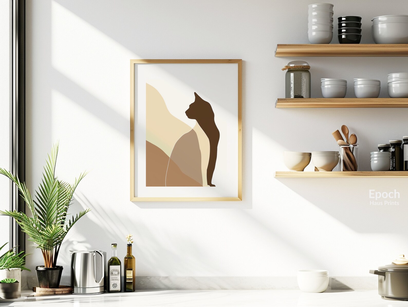 Line Drawing of Cat, Cat Drawing & Prints, Pet Owner Gifts ...