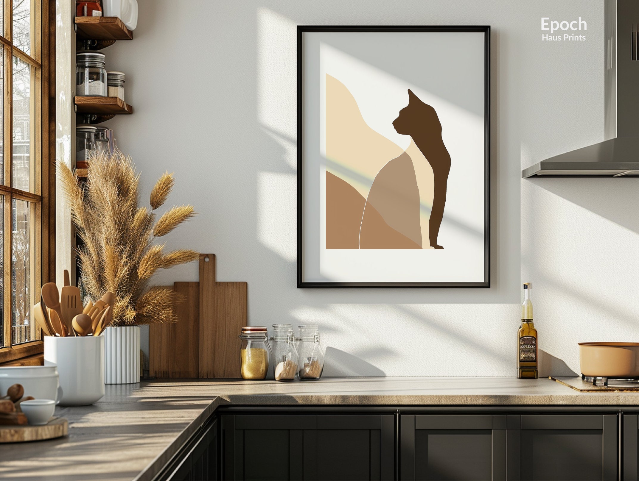 Line Drawing of Cat, Cat Drawing & Prints, Pet Owner Gifts ...