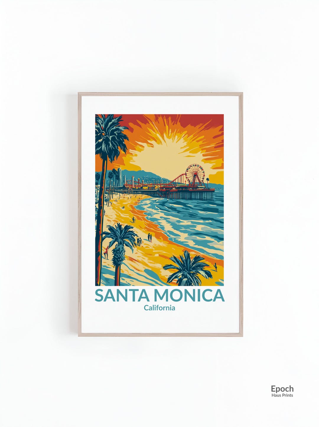 Santa Monica Pier California Framed Matte Paper Poster, California ...
