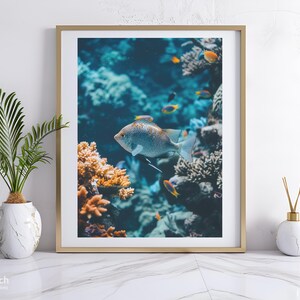 Unterwasser Foto von Multibar Angel Fisch & Korallenriff, Wandkunst ...