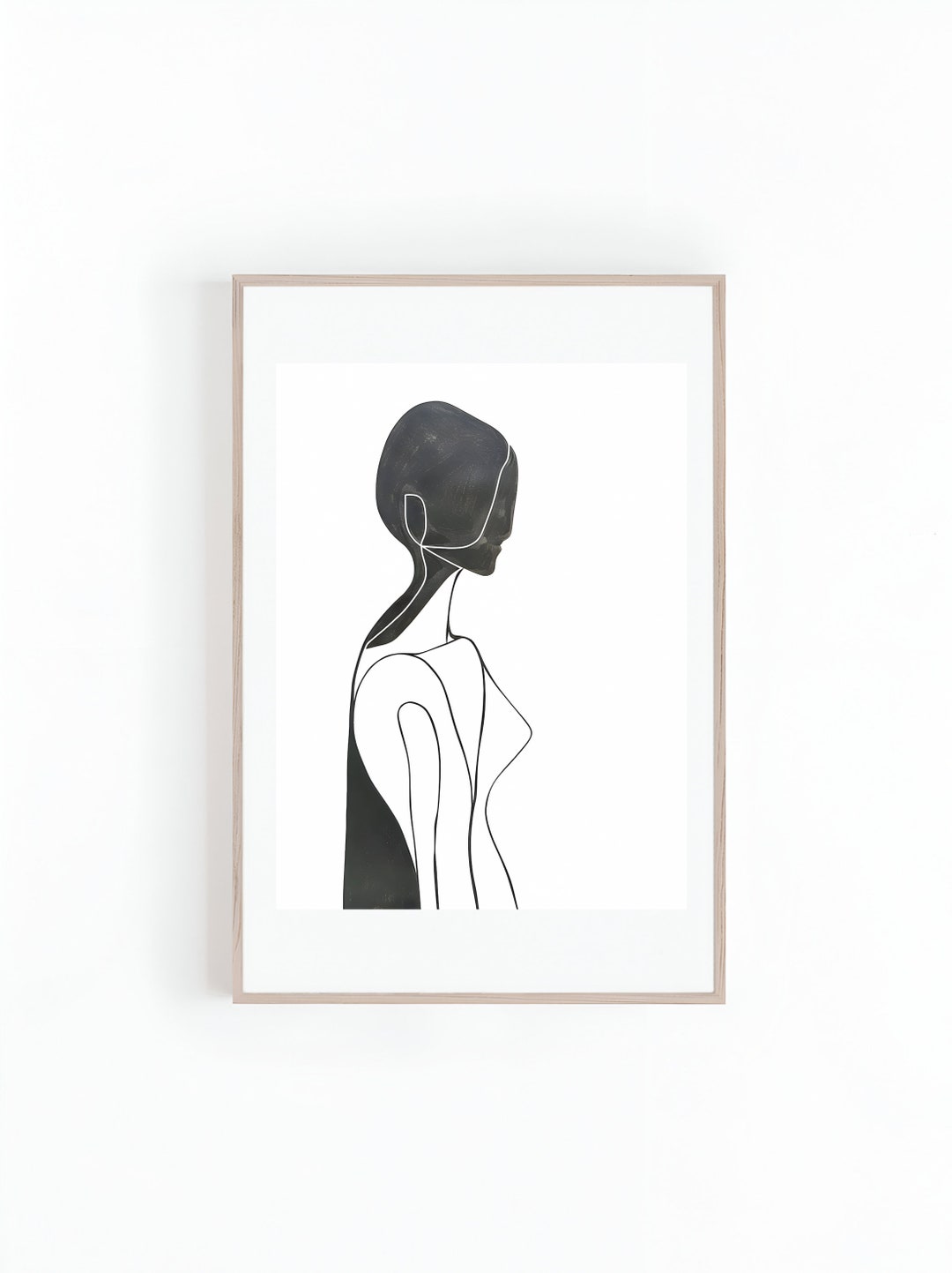 Stencil Line Drawing of Woman, Feminine Figure Art, Minimalist Wall Art ...