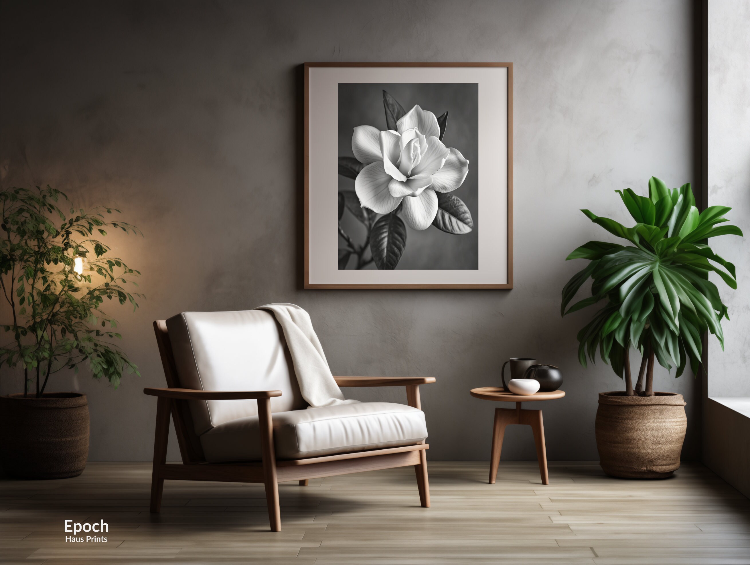 Gardenia Flower Field Photo in Black and White, Black and White ...