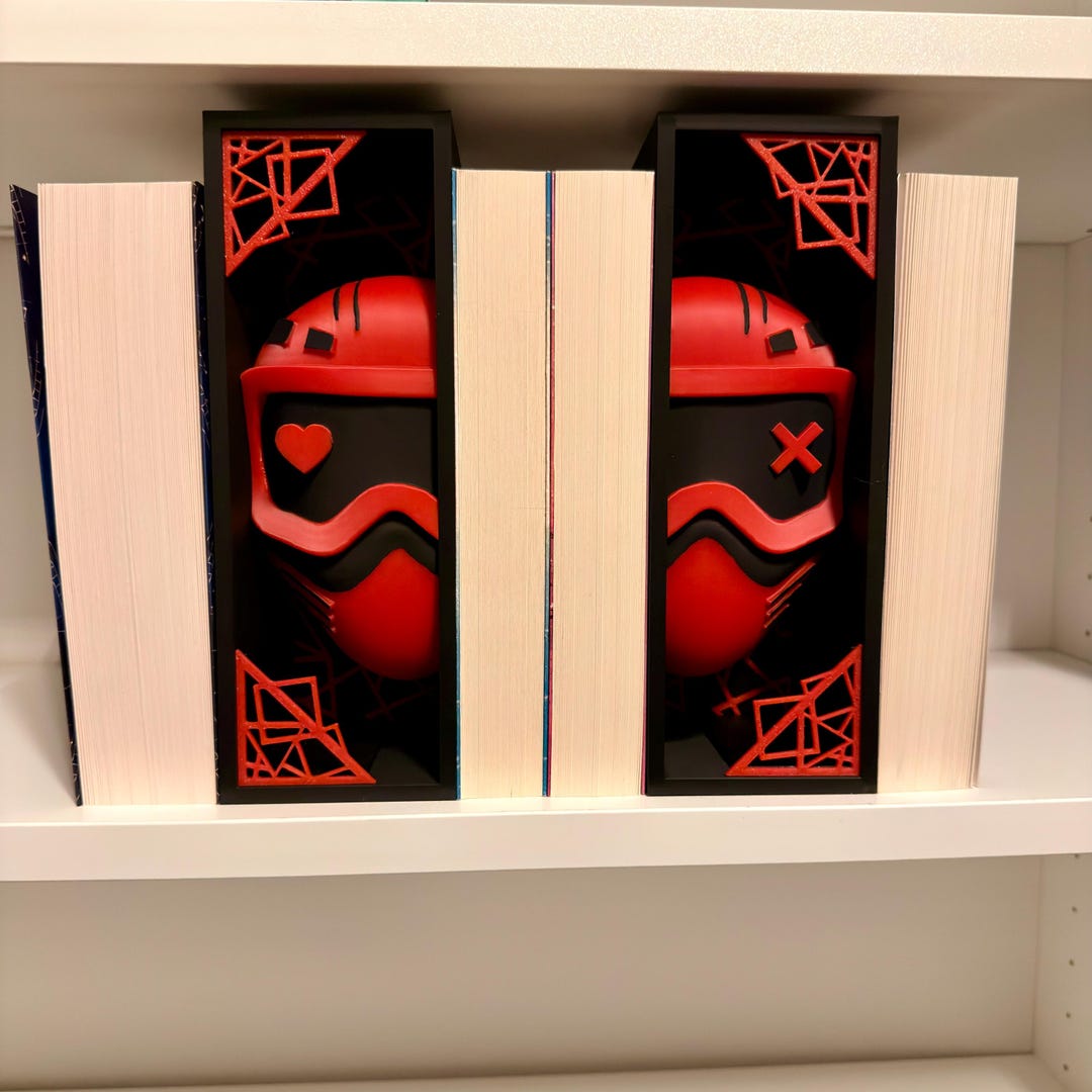 Book Nook Mask Heart or X | Dark Romance Decor | Bookish Shelf Insert ...