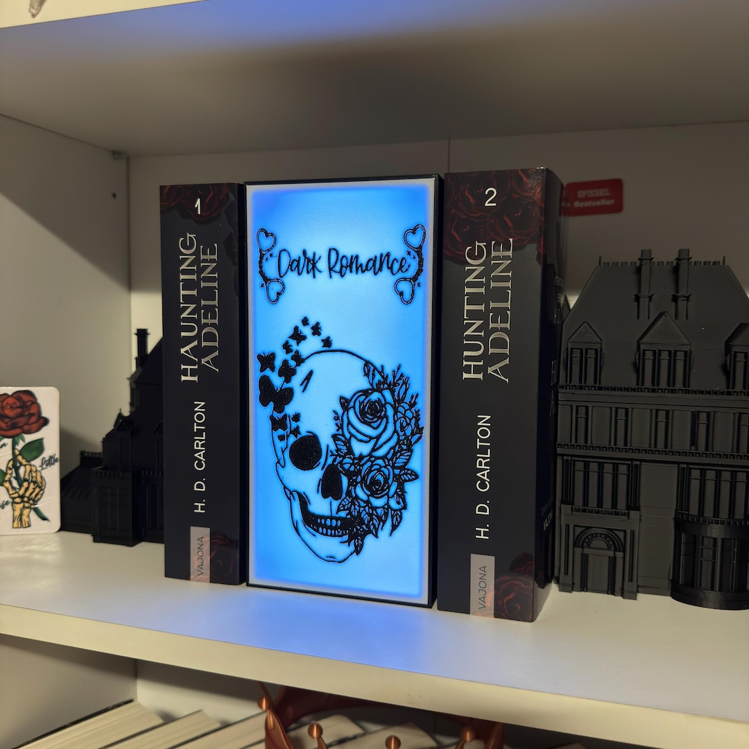 Illuminated Dark Romance Booknook Dark Romance Merch Bookend Skull ...