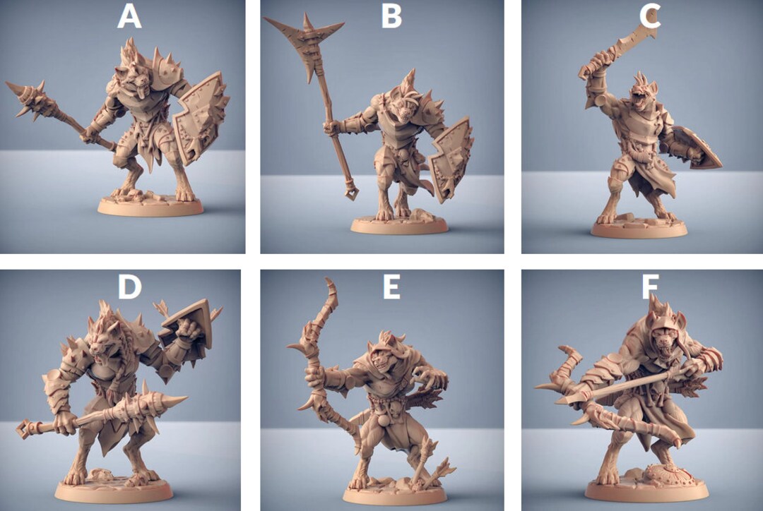 Gnoll Miniature Pack of 6 Gnoll Barbarian Gnoll Archer DND - Etsy