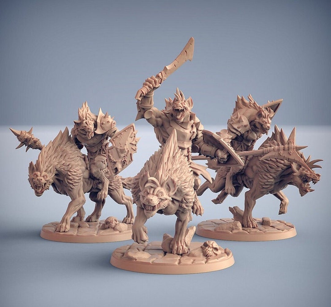 3x Gnoll Hyena Riders Gnoll Miniature Pack DND Gnoll Cavalry - Etsy