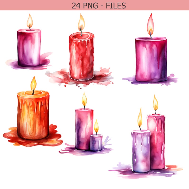 Candles Clipart Watercolor Png - Etsy