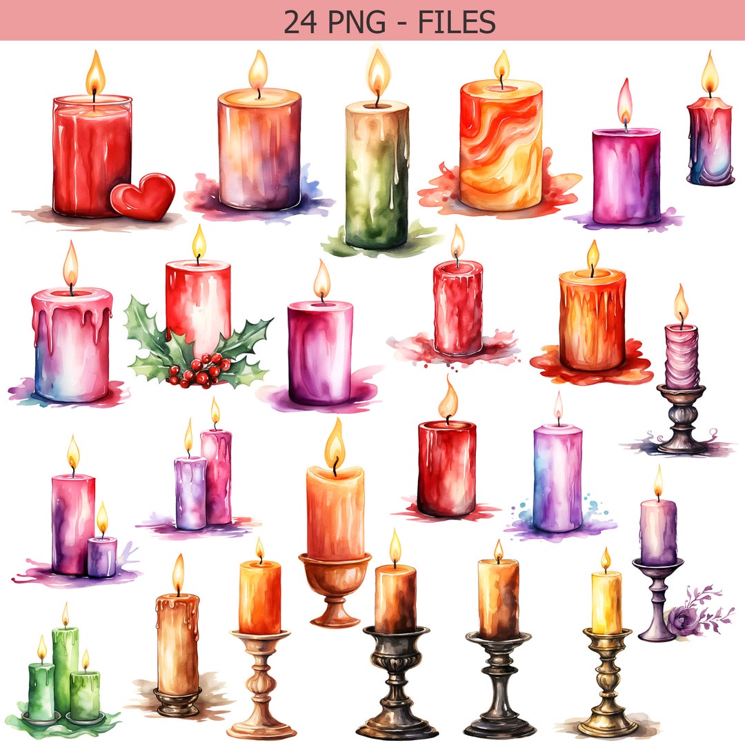 Candles Clipart Watercolor Png - Etsy