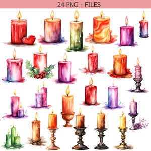 Candles Clipart Watercolor Png - Etsy