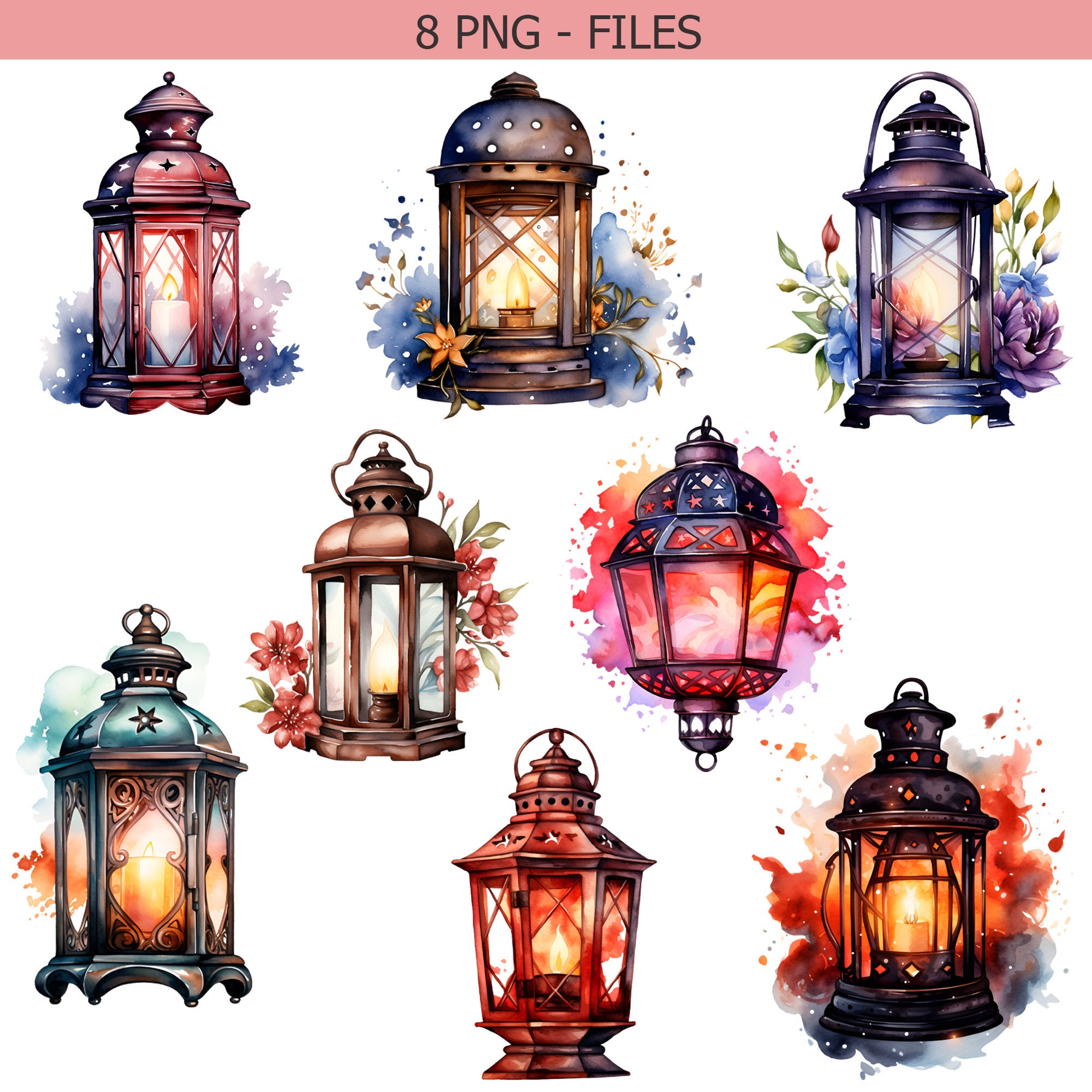 Lantern Clipart Watercolor Png - Etsy