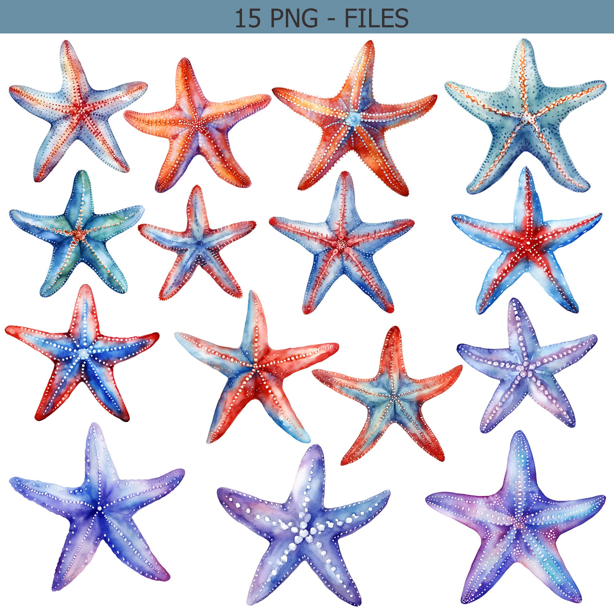 Clipart Watercolor Starfish Png - Etsy