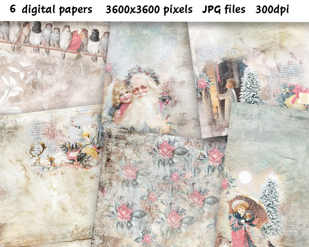 Winter Christmas Digital Paper Jpg 12x12 Inches - Etsy