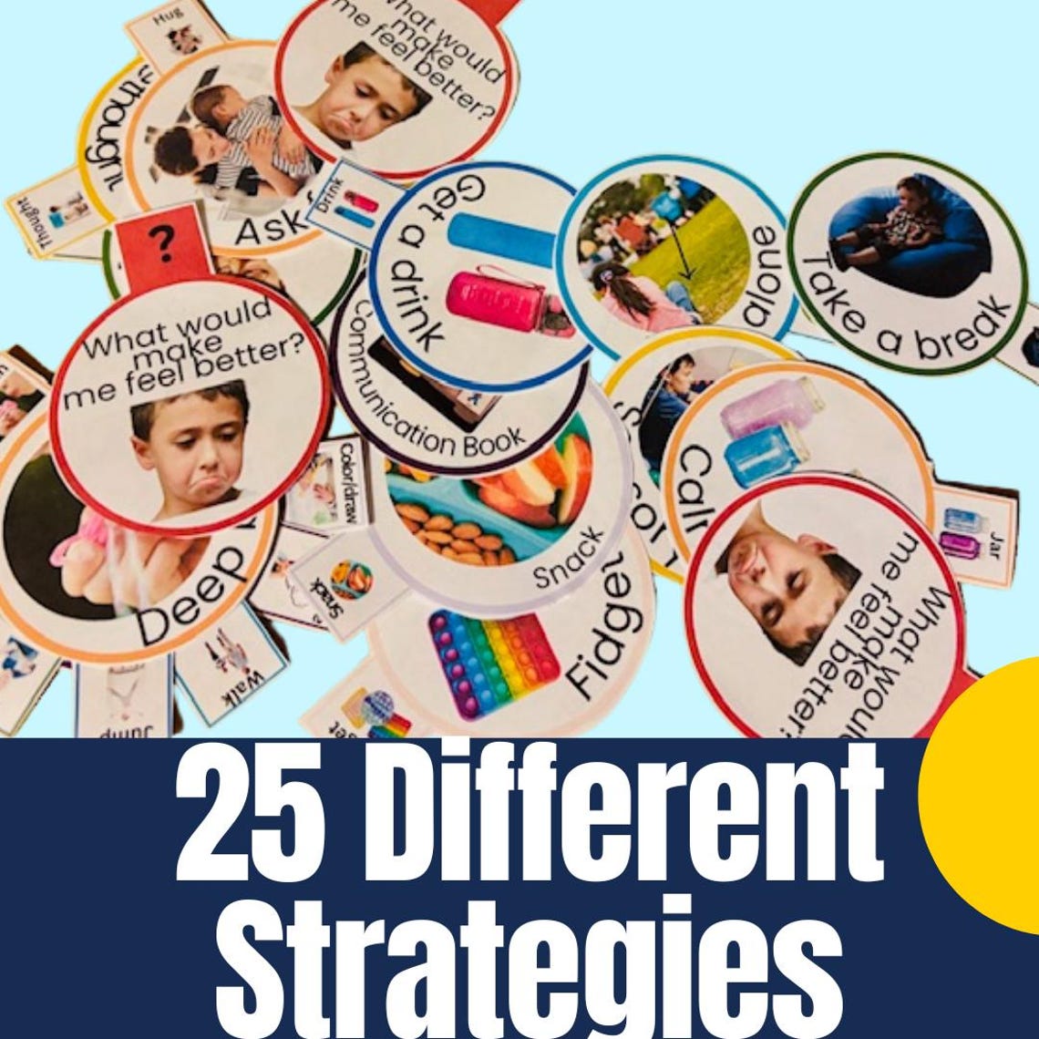 Coping Skills Cards for Lanyard Autism Visuals for Anxiety and ...