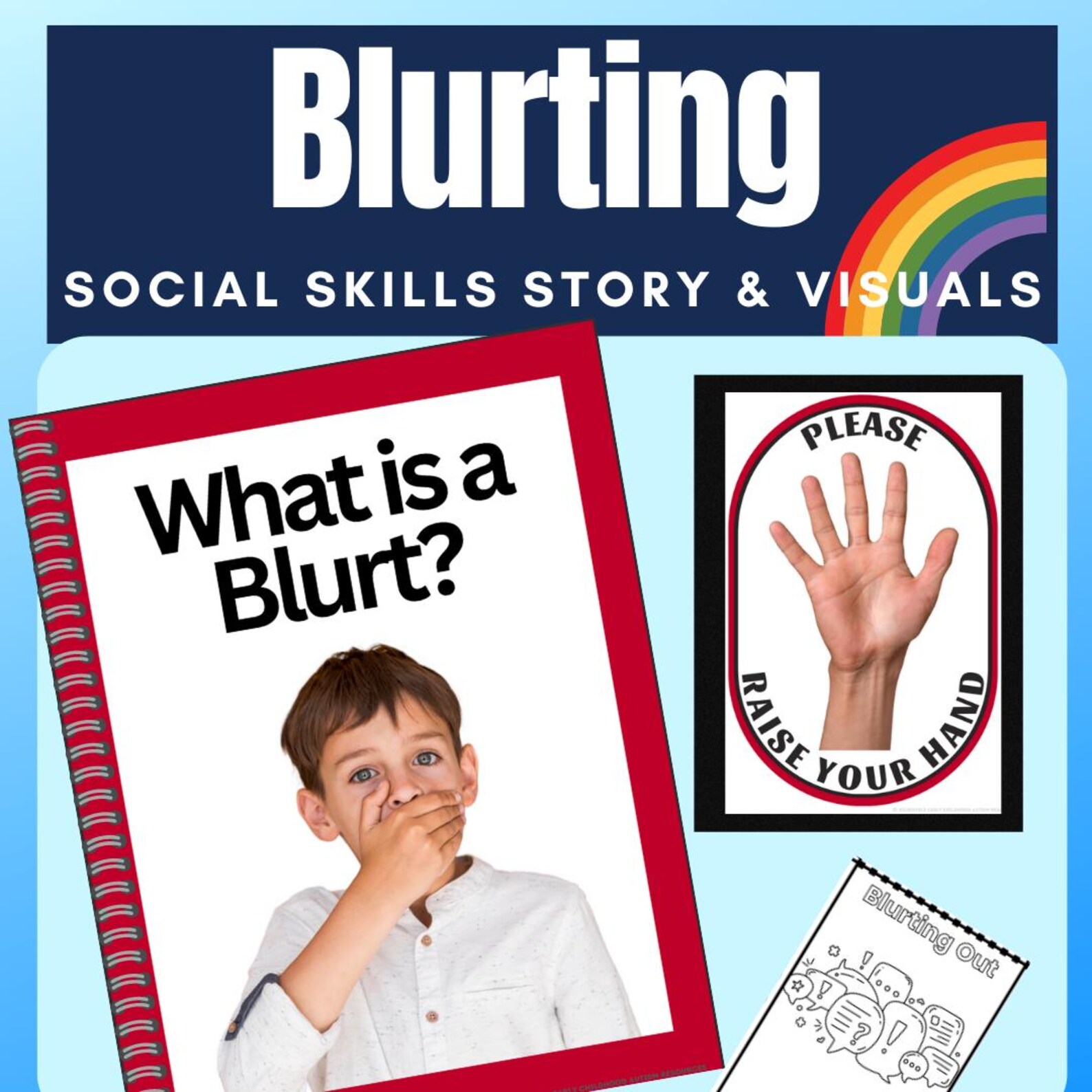 Raise Your Hand | No Blurting Out Social Skills Bundle | Visuals ...