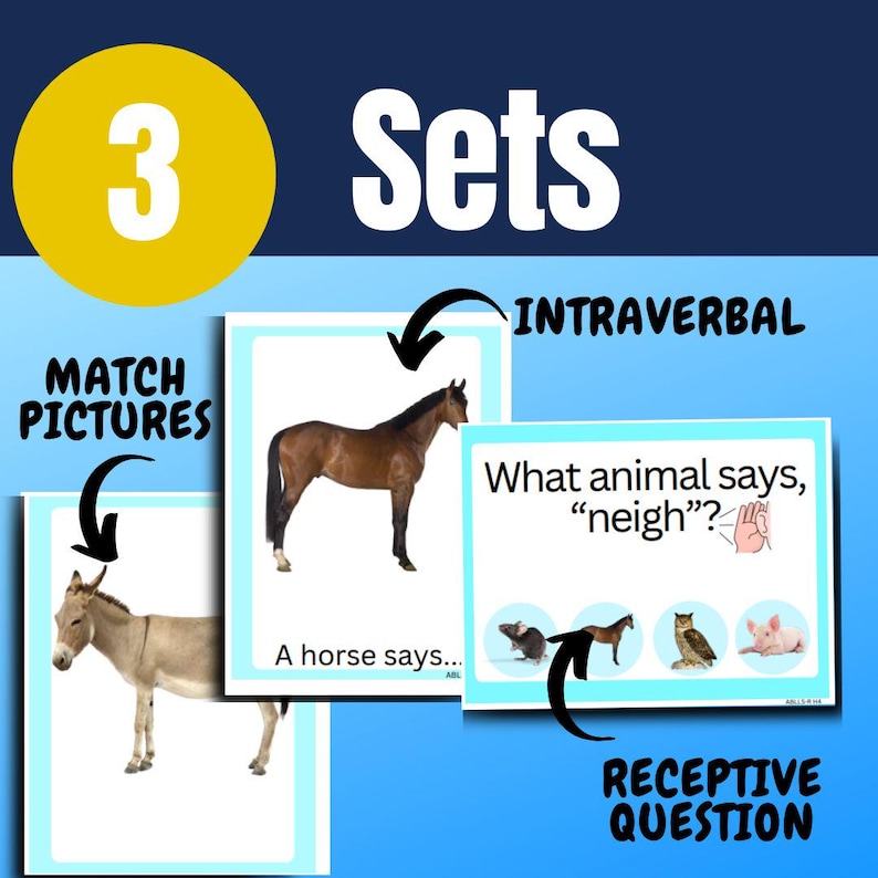 ABLLS-R H4 Animal Sounds | Intraverbal Task Cards & Animal Matching ...