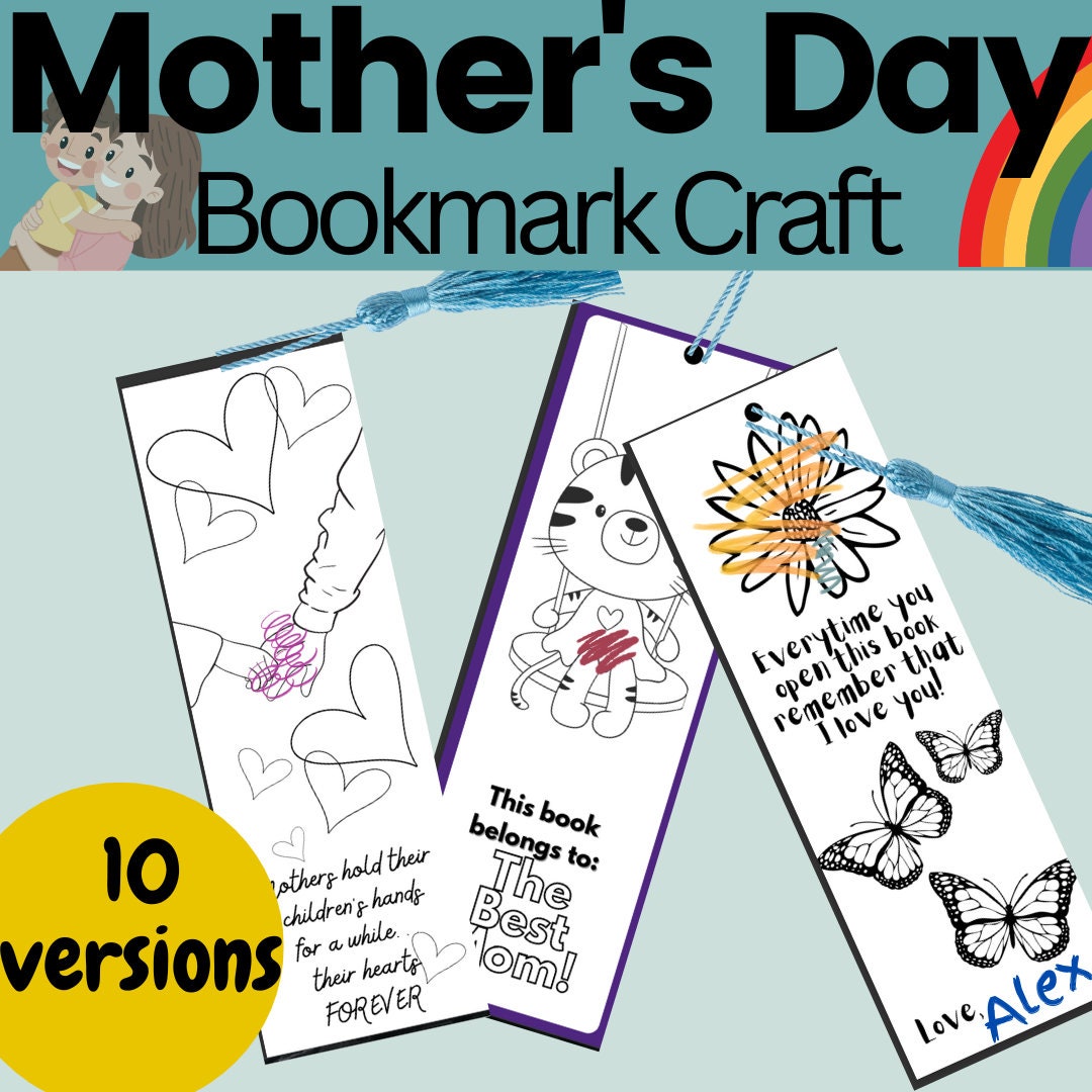 Mother’s Day Coloring Bookmarks 10 Bookmarks for Preschoolers to Color ...