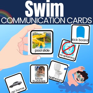 Swimming PECS Style Communication Cards for Swim Class Pool or Lake ...