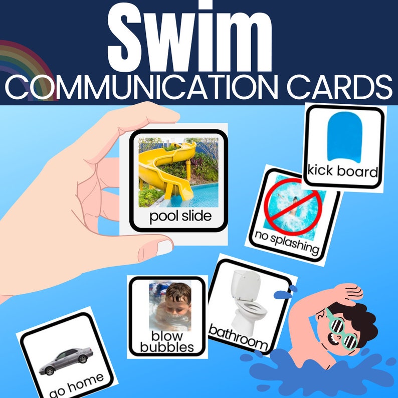 Swimming PECS Style Communication Cards for Swim Class Pool or Lake ...