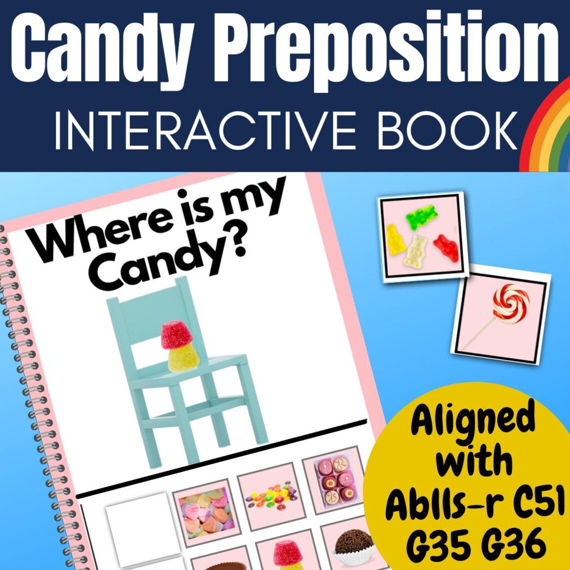 Preposition Position Words Adapted Book Candy Theme Align W ABLLS-R C51 ...