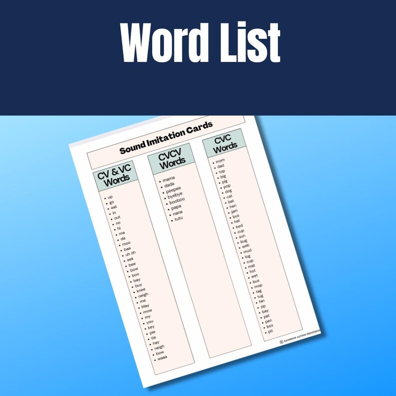 Verbal Imitation of Consonant Vowel or Vowel Consonant, CVCV, and CVC ...