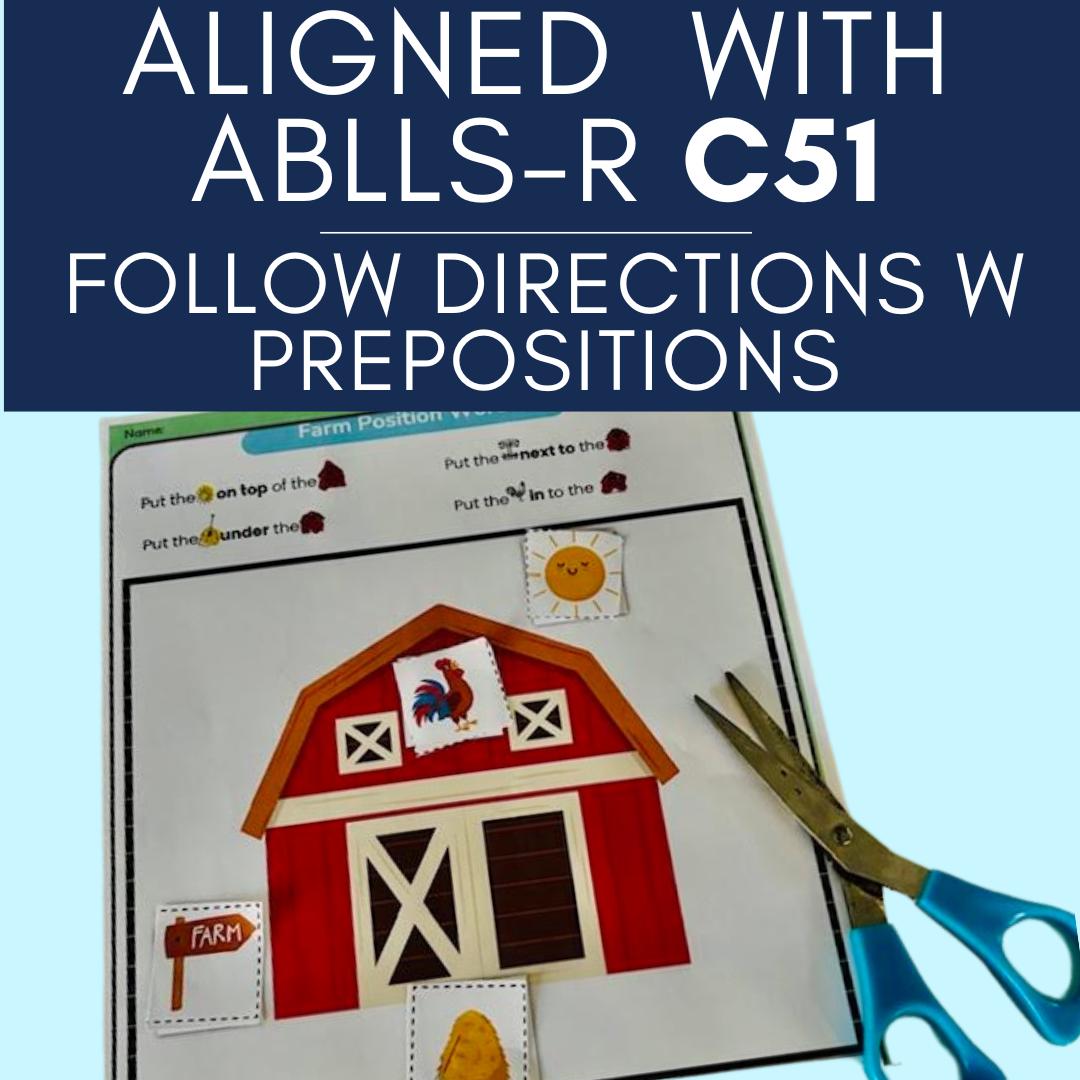 Preposition Worksheet Bundle Aligned W ABLLS C51 G35 G36 Label ID ...