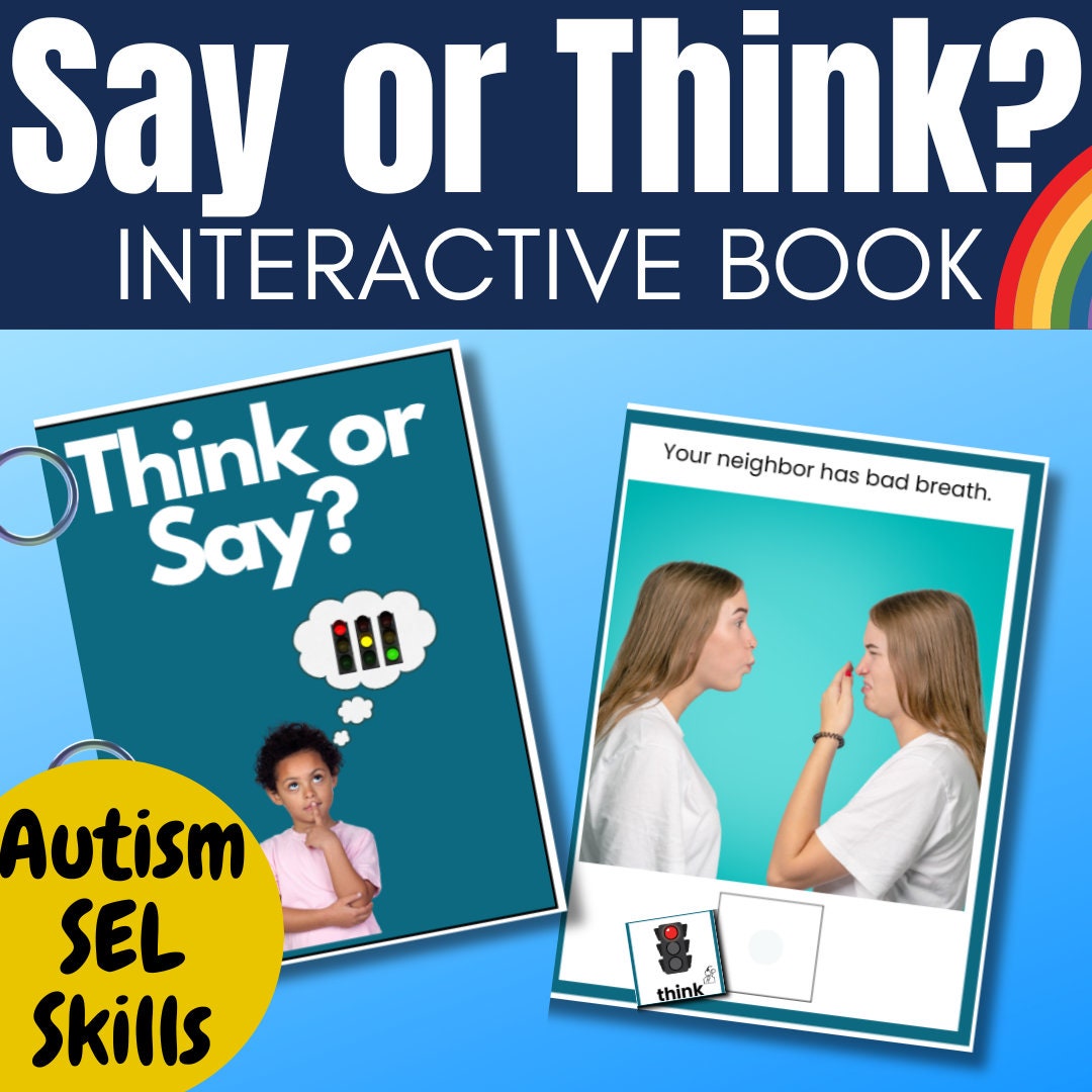 Say or Think Social Filter Interactive Book Adapted Book for Autism SEL ...