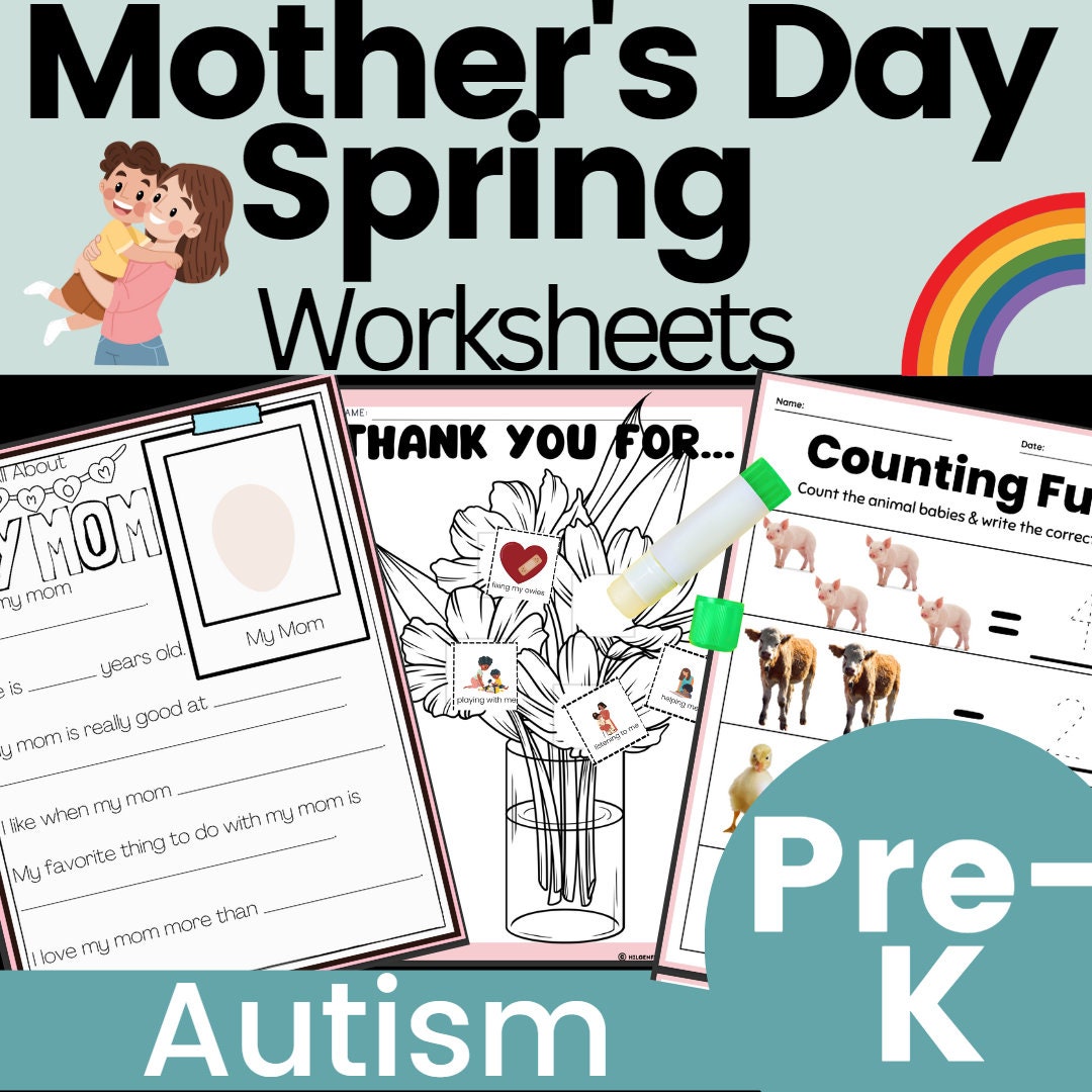 Spring May & Mother's Day Preschool Pre-k Early Learner Worksheets for ...