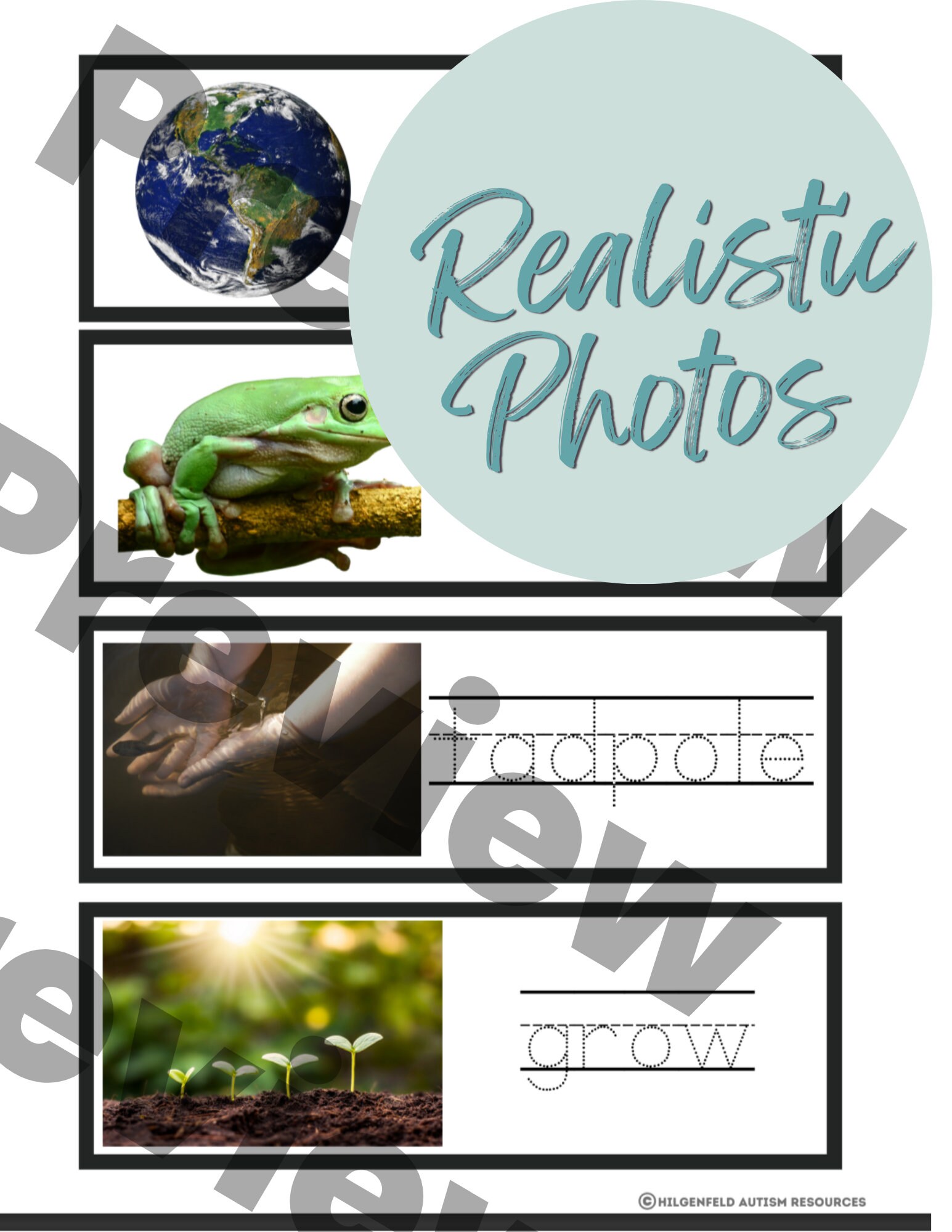 Spring & Earth Day Vocabulary Cards, Traceable Print Cards, and Mini ...