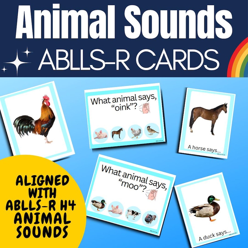 ABLLS-R H4 Animal Sounds | Intraverbal Task Cards & Animal Matching ...