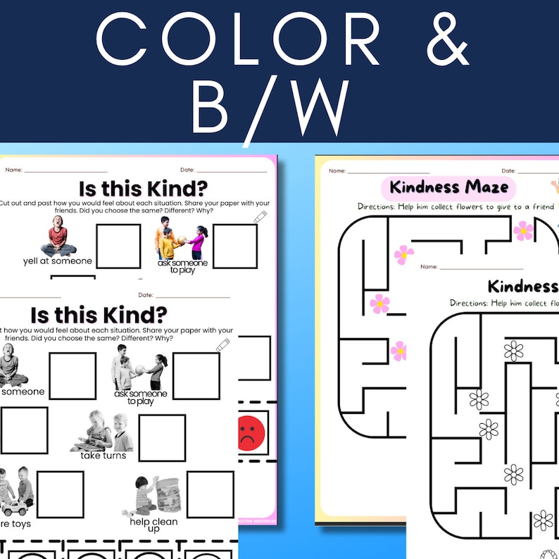 Kindness Worksheets & Activities for Autism Social Skills - Etsy