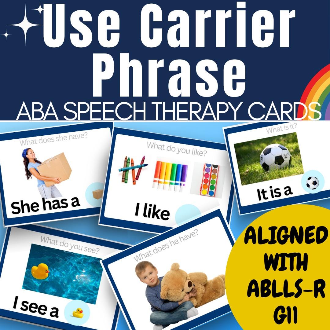 Use Carrier Phrase Printable Speech ABA Flashcards Aligned W ABLLS-R ...