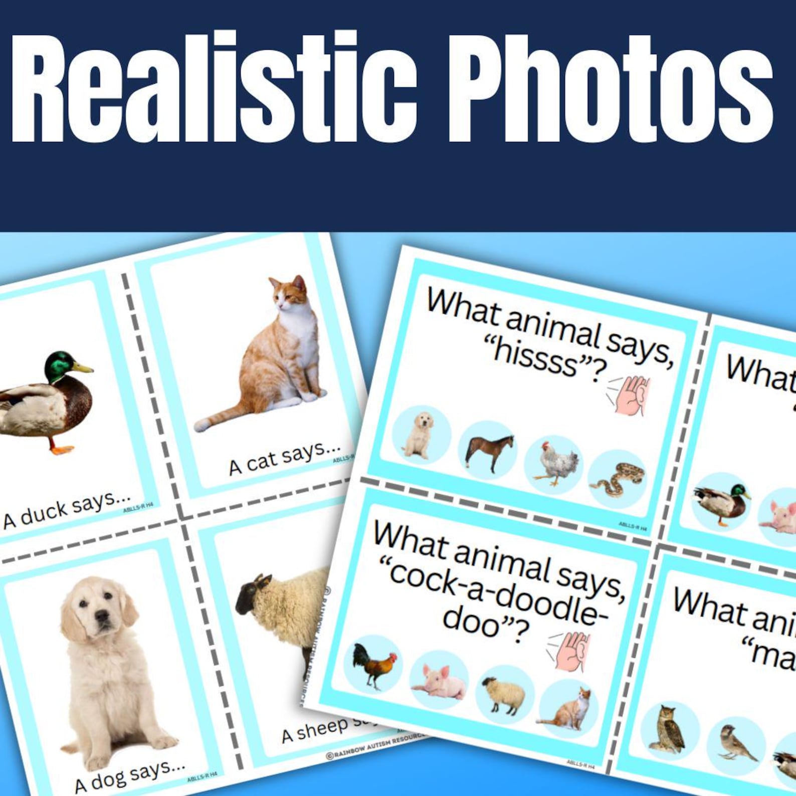 ABLLS-R H4 Animal Sounds | Intraverbal Task Cards & Animal Matching ...