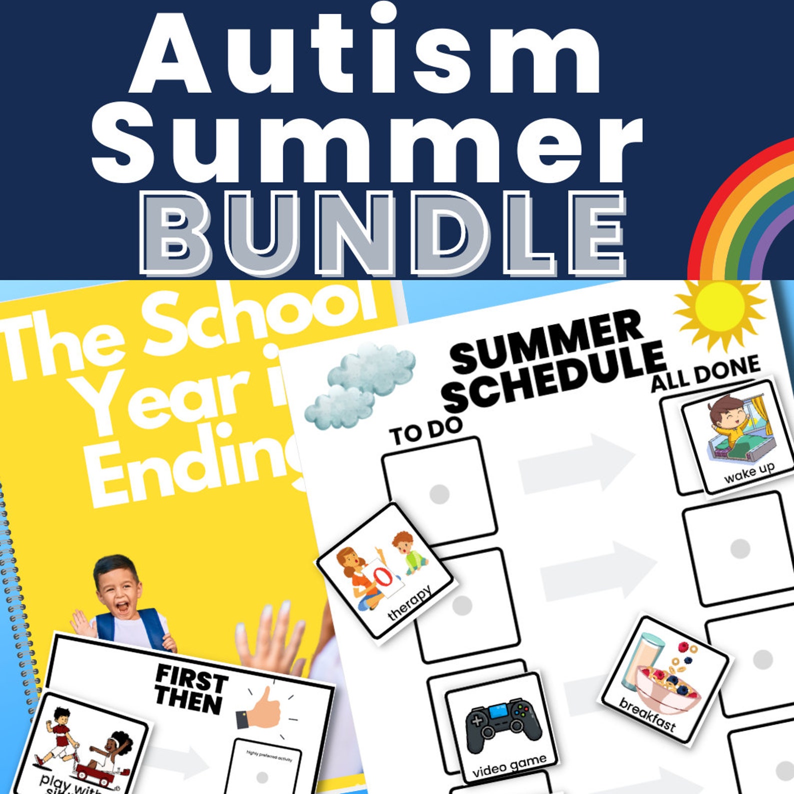 Autism Summer Visual Schedule & End of School Social Story Bundle ...