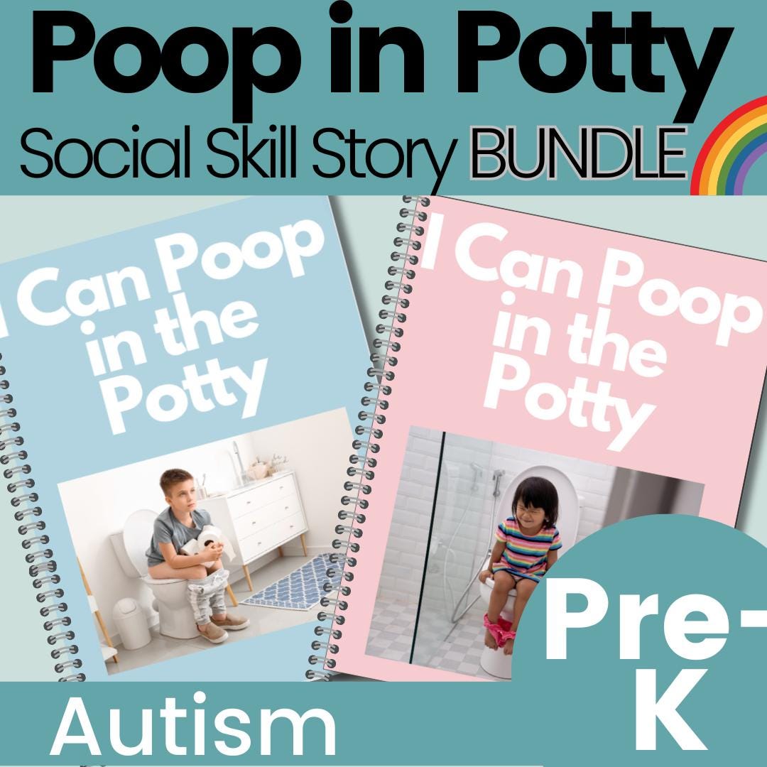 Poop in Potty Social Story Bundle Boy and Girl Version Poop Withholding ...