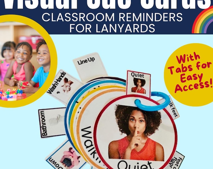 Editable Lanyard Visuals Desk Reminders Visual Rules Cue Cards ...