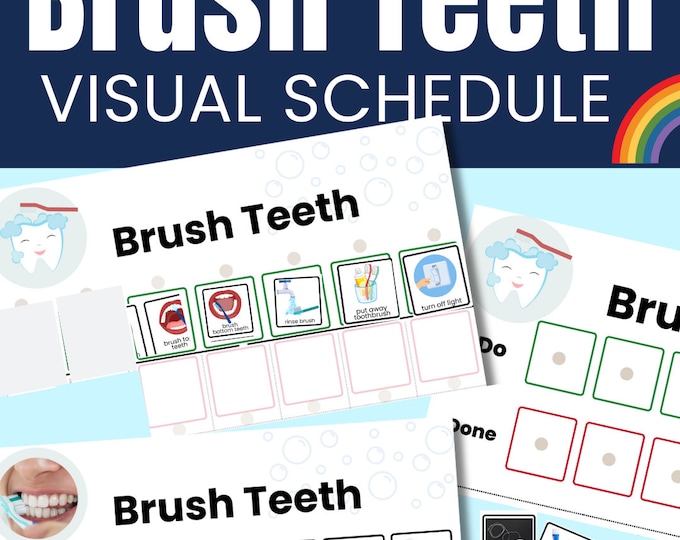 Printable BRUSHING TEETH Visual Schedule Picture Sequence Behaviour ...