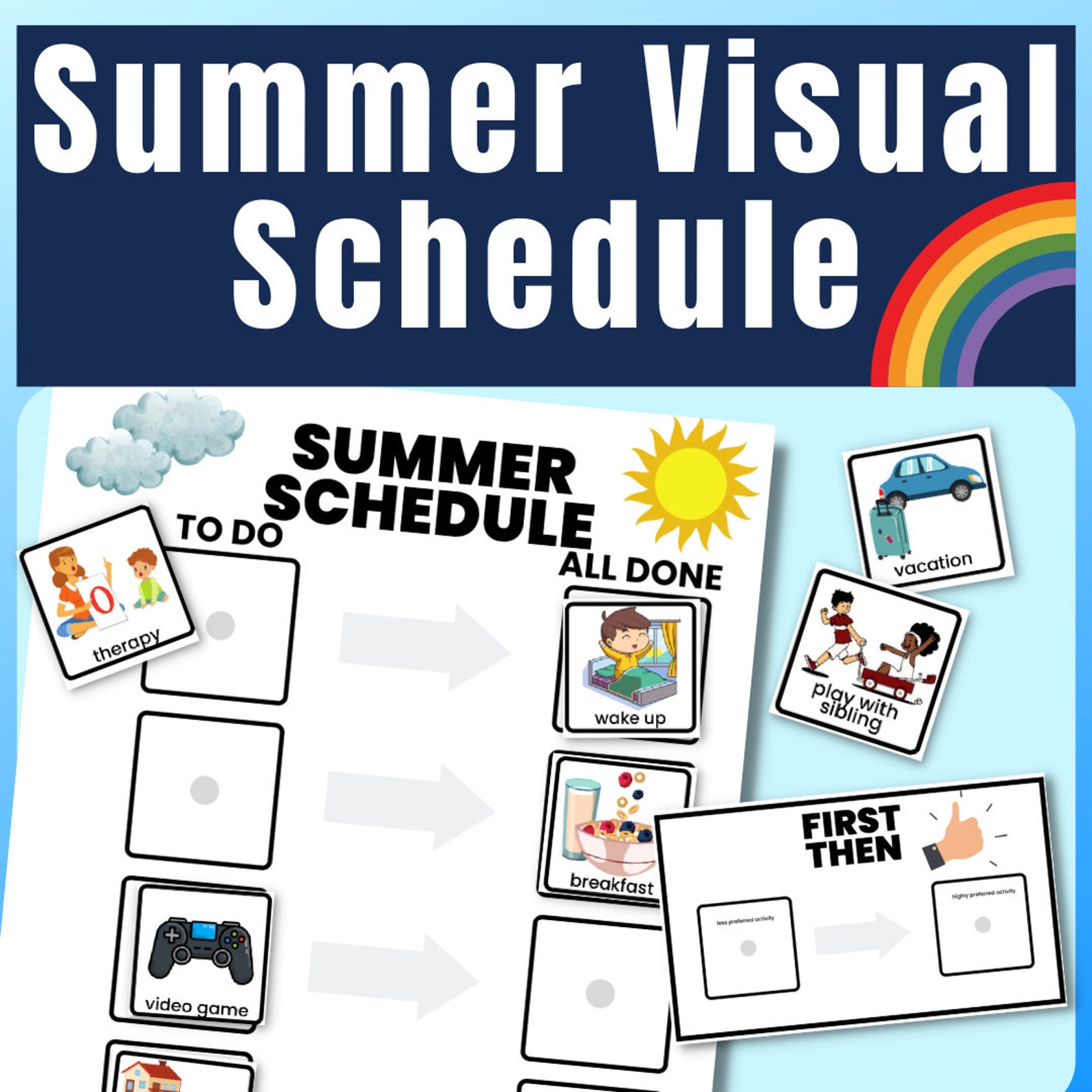 Summer Visual Schedule Autism Visual Supports for Summer - Etsy