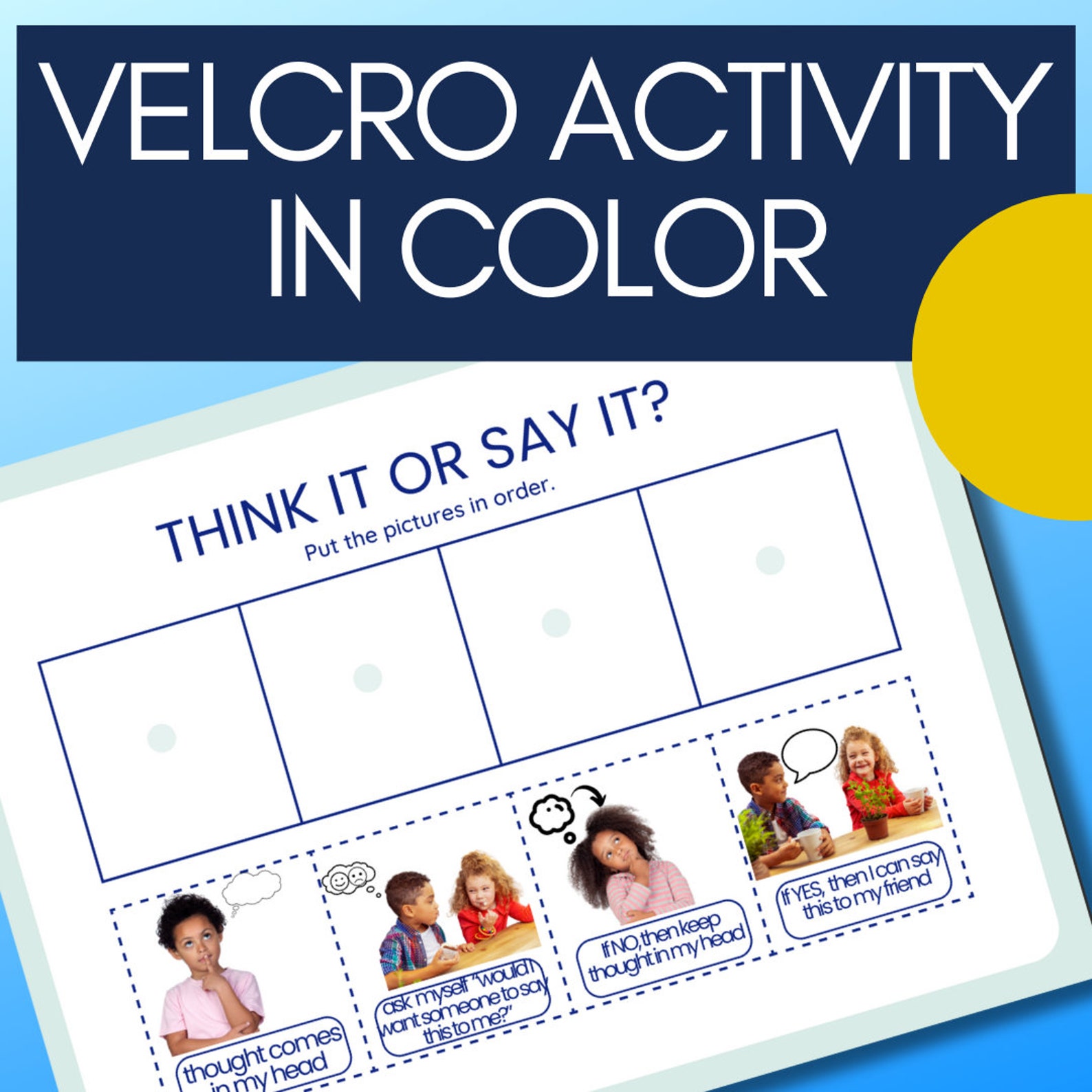 Say or Think Social Filter Sequence Activity for Autism SEL Skills - Etsy